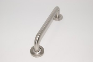 D Shape Pull Handle 19mm dia x 425mm Rose Face Fixed Satin Stainless ...