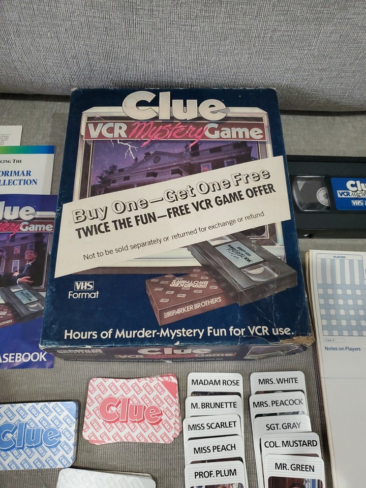 Vintage Clue VCR Mystery Game Parker Brothers 1985 99% Complete - VHS ...