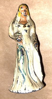 VINTAGE MANOIL BARCLAY HOLLOW CAST TOY LEAD FIGURE BRIDE WITH BOUQUET ...
