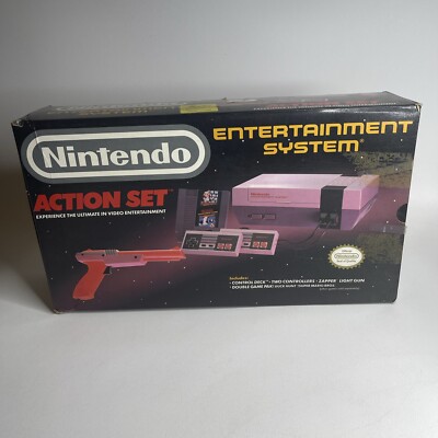 NES ACTION SET BOX ONLY (NO CONSOLE, STYROFOAM OR BLASTER) Orange ...
