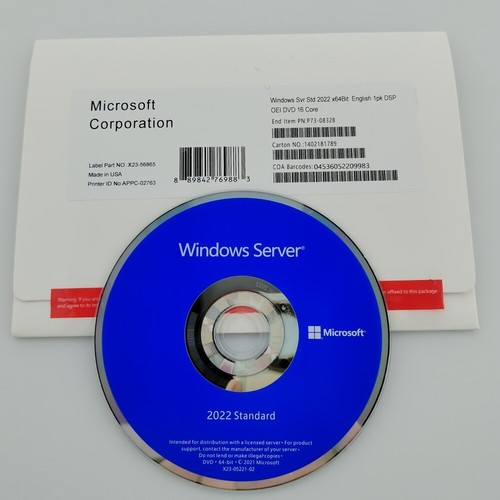 Microsoft Windows Server 2022 Standard 64-bit License & DVD 16 Core | eBay