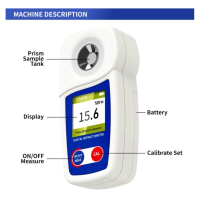 Digital Brix Refractometer Flagfront brix Meter Refractometer 0-55% | eBay