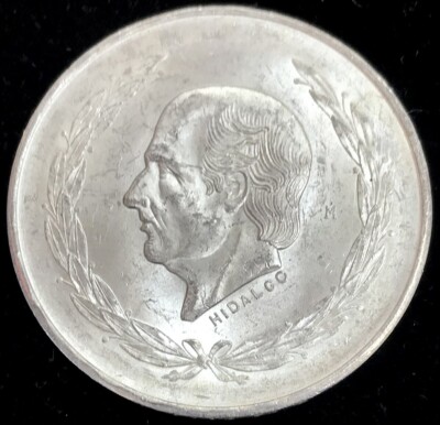 1953 SILVER MEXICO 5 PESOS MIGUAL HIDALGO Y COSTILLA COIN UNCIRCULATED+ ...