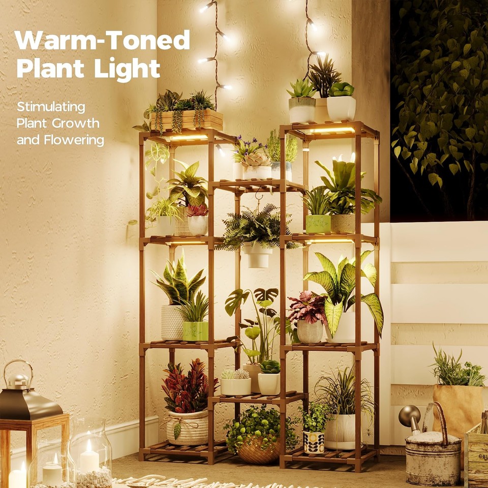 Plant Stand with Grow Light Plant Shelf for Mutiple Pots Large Plant ...