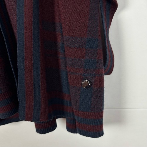 Ted Baker Maroon Red and Navy Blue Checkered Longline Belted Cardigan ...