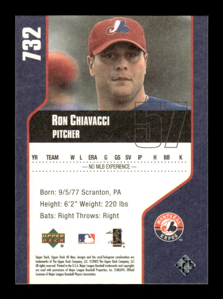 2002 Upper Deck 40-Man Ron Chiavacci #732 | eBay