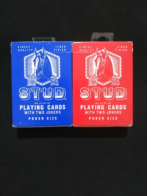 VTG Walgreens STUD Playing Cards Linen Finish RED/BLUE | eBay
