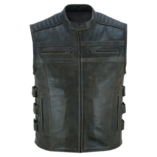 Herren Lederweste Kutte Motorrad Biker Leder Weste Clubweste Chopper ...