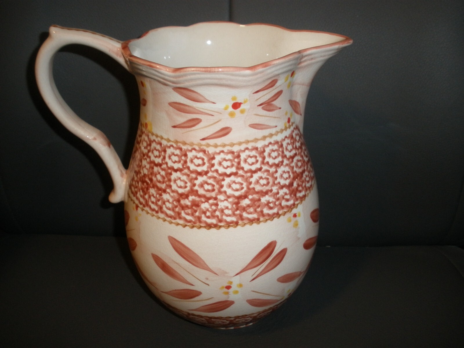Temptations By Tara 1.5 Quart Pitcher Cranberry Old World Pattern | eBay