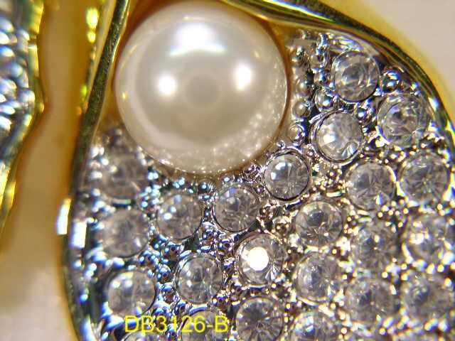 #..5...Pc's. LOT.. BROOCHES DESIGNER FAUX PEARL WITH SWAROVSKI CRYSTALS ...
