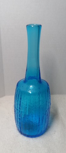 Vtg Rare Long Neck Wayne Husted Blue Glass Indiana Handcraft Decanter ...