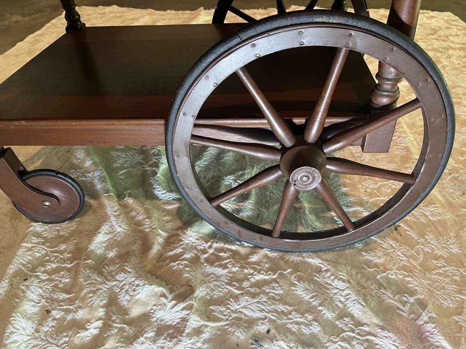 Vintage Mid Century Colonial Drop Leaf Butler Tea or Bar Serving Cart ...
