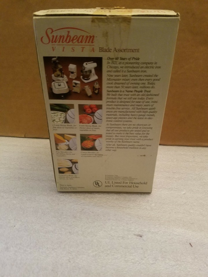 SUNBEAM VISTA Professional Food Processor Blade Assortment (New Sealed ...