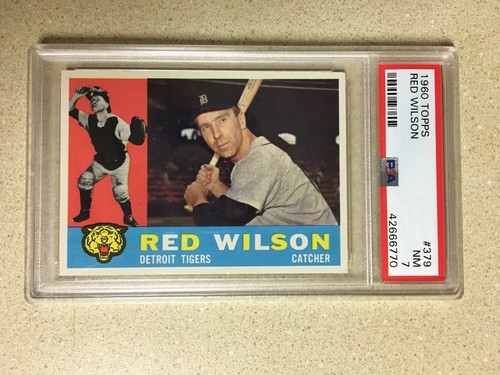 1960 Topps #379 Red Wilson PSA 7 NM WHITE BACK TIGERS | eBay