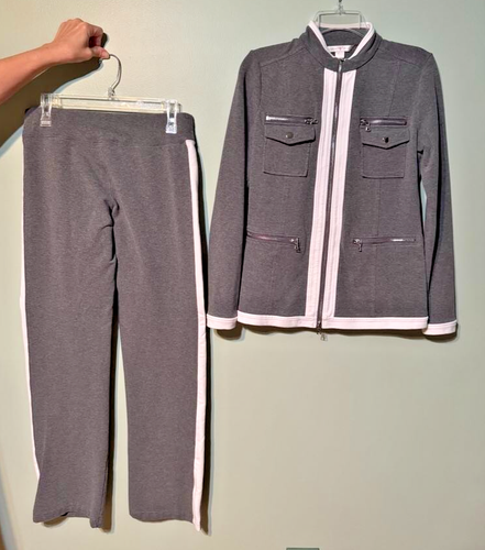 Boston Proper Chic Zippered Sport Coordinate Set - Sporty Gray/White ...