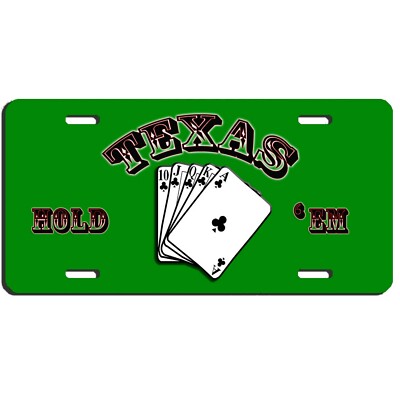 Texas hold 'em poker aluminum vanity license plate car truck SUV tag ...