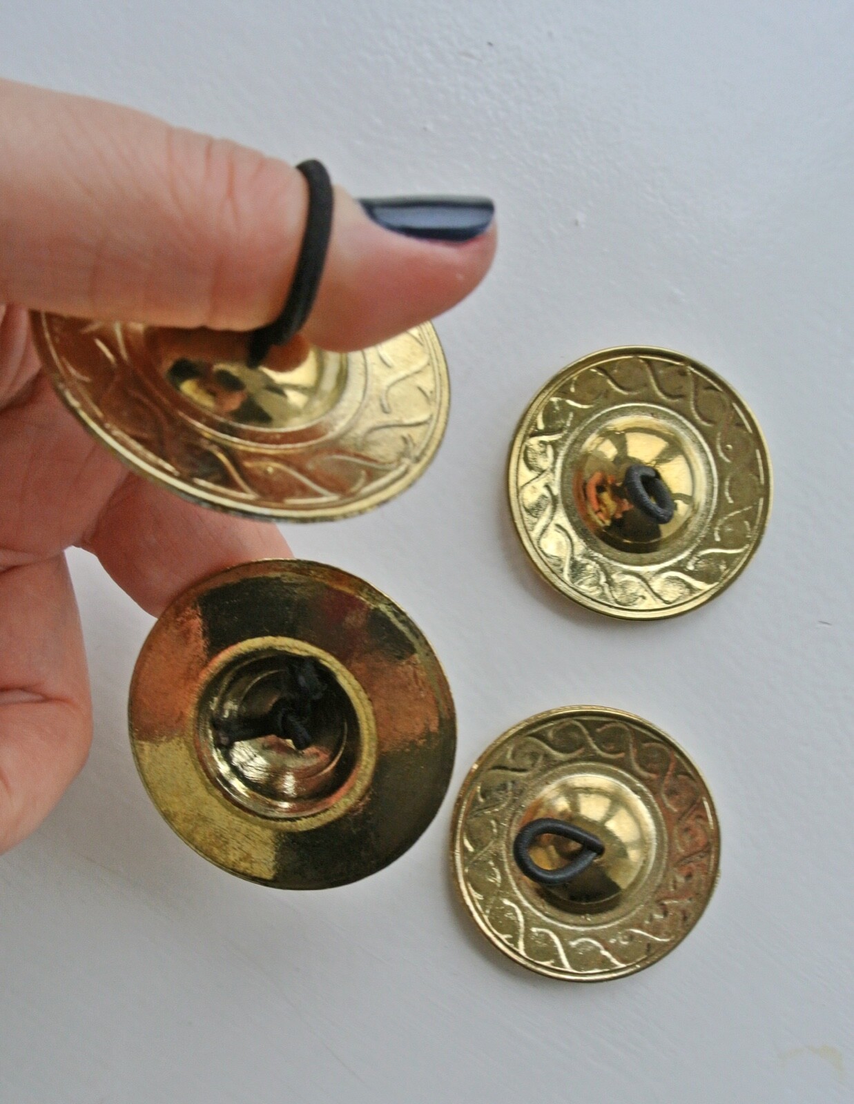 2 Pairs Finger Cymbals, Belly Dancing Singing, Brass with Elastic ...