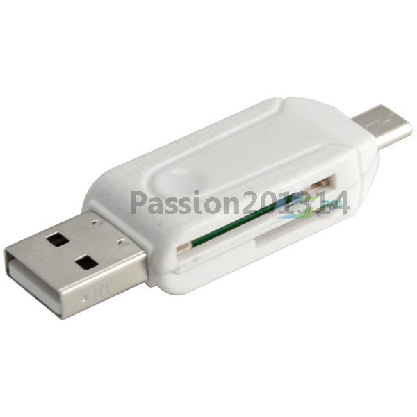 2-in-1 OTG SD Micro USB 2.0 T-Flash Memory Card Reader Adapter For PC ...