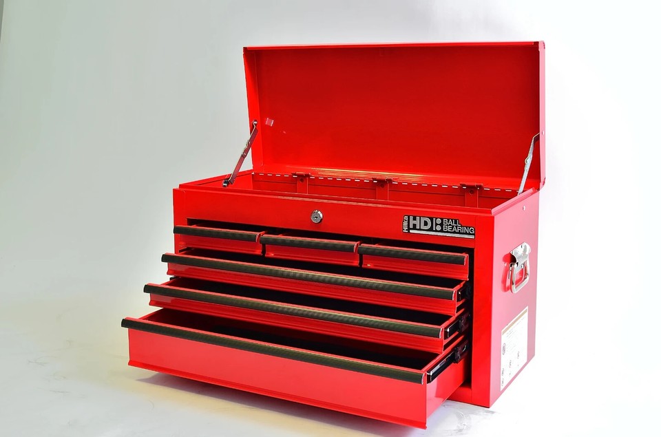 Hilka Tool Chest Box red steel metal 6 drawer garage tools storage ...