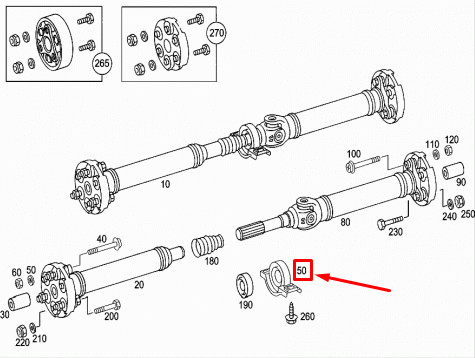 MERCEDES C W203 CENTRE PROPSHAFT MOUNTING WITH BEARING A2034101981 | eBay