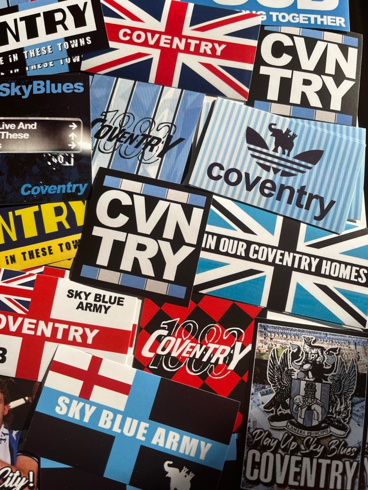 100 x Coventry City Stickers based on Programme Scarf Badge CCFC ...