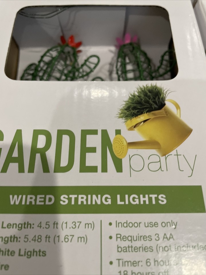 6 X Garden Party Wired String Lights Metal 10 Light Set Cactus Indoor ...