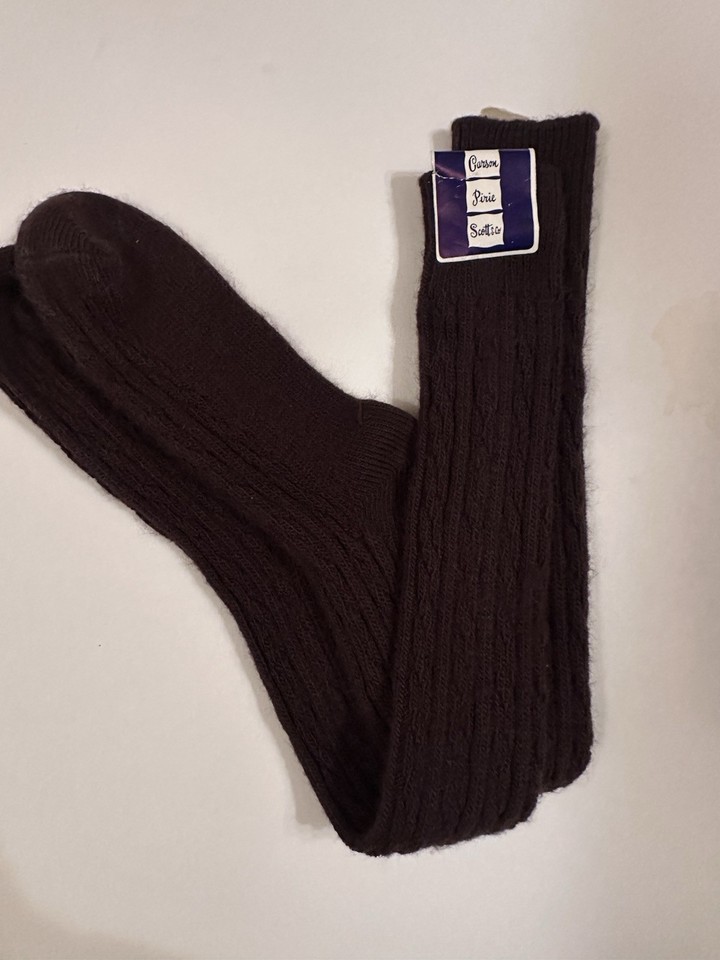 Vintage Brown Orlon Cable knit Knee Socks Carson Pirie Scott New | eBay