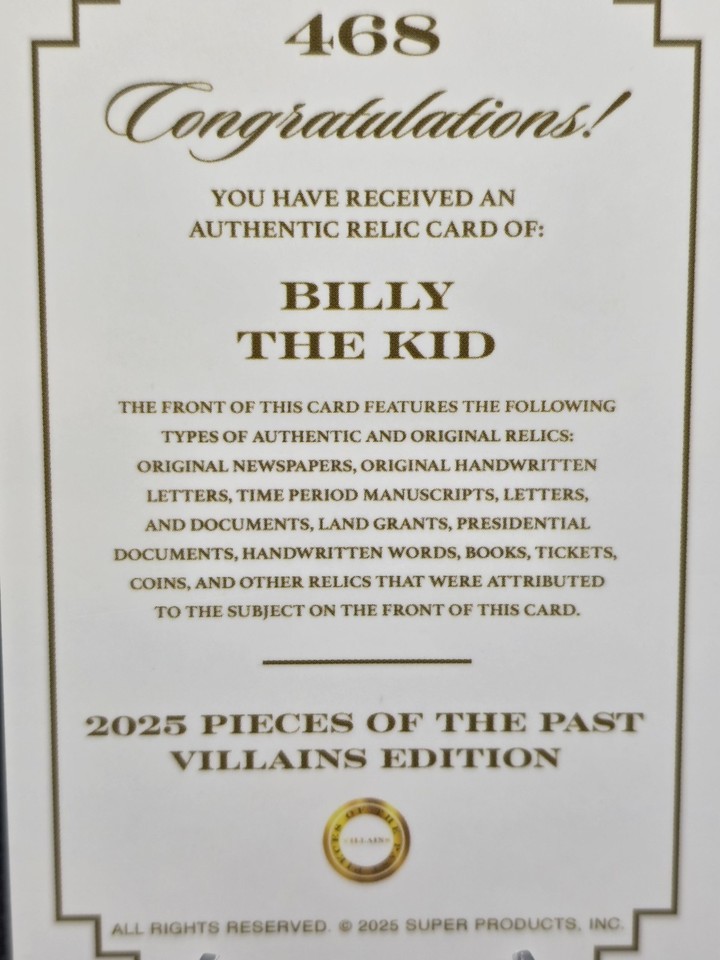 2025 Pieces Of The Past Villians Edition Jumbo Handwritten Relic ...
