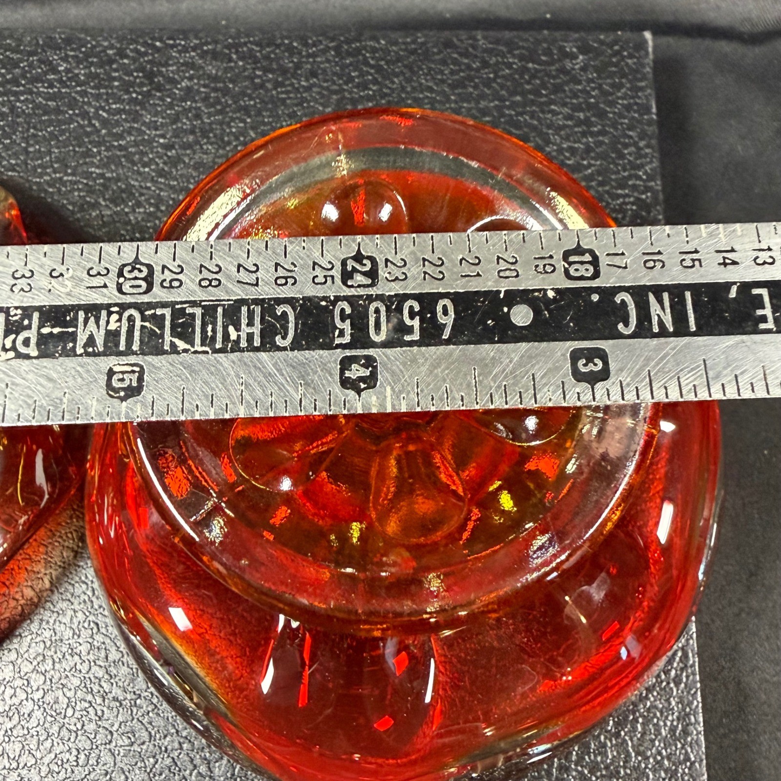Vintage Mid Century Amberina Ruby Red Art Glass Ruffled Candle Holder ...