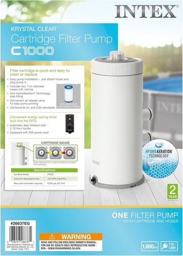 INTEX 26637EG C1000 Cartridge Filter Pump for Above Ground Pools | eBay