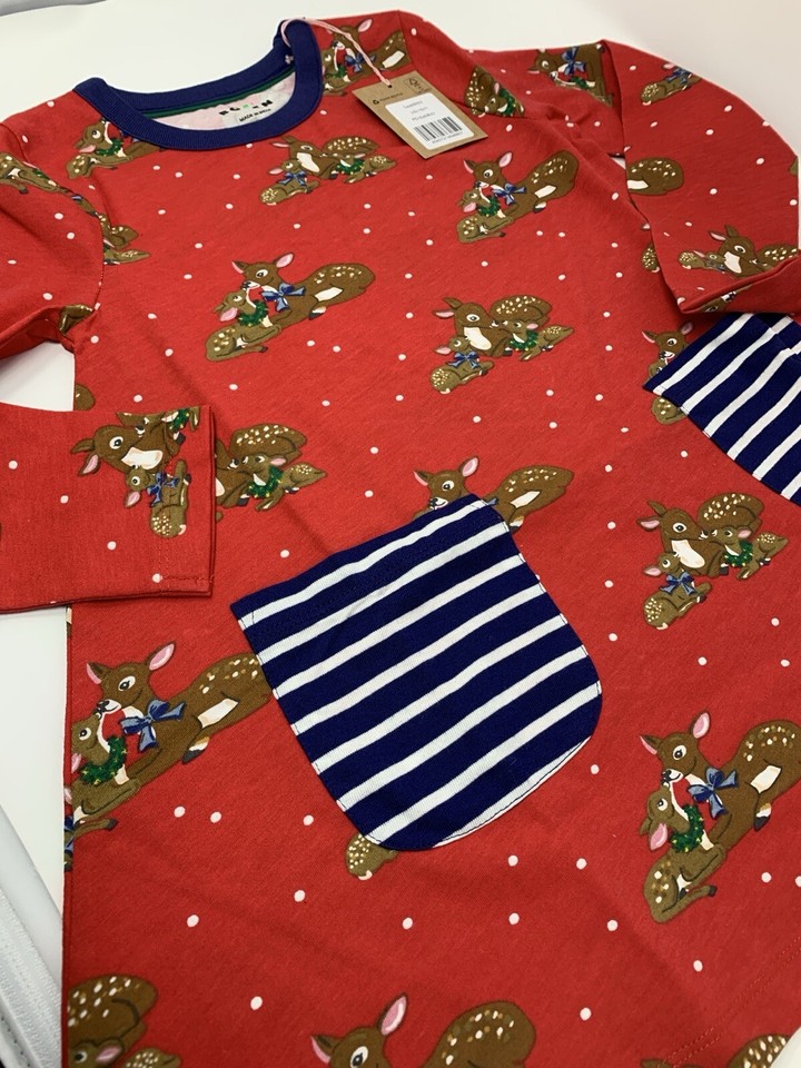 NWT Mini Boden Girls 5 6 Red Polka Dot Deer Pocket Tunic | eBay