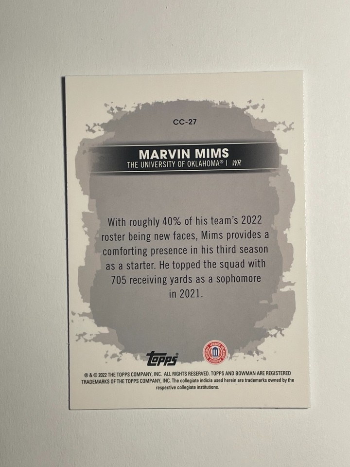 2022 Bowman U Marvin Mims #CC-27 Campus Captains Insert RC | eBay