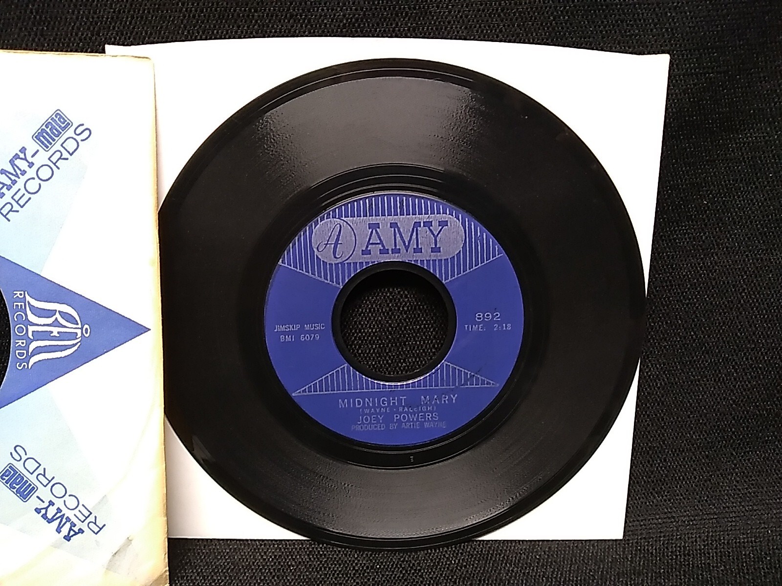 Joey Powers Midnight Mary / Where Do You Want the 45 RPM Amy records ...