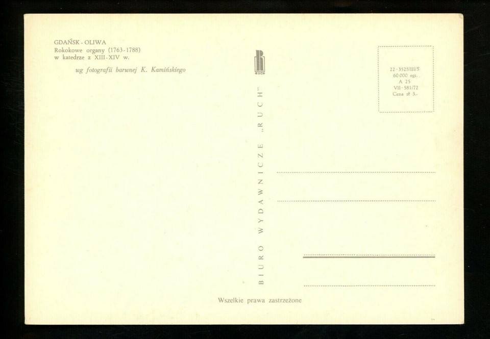 Music postcard Organ at Gdansk Poland chrome | eBay