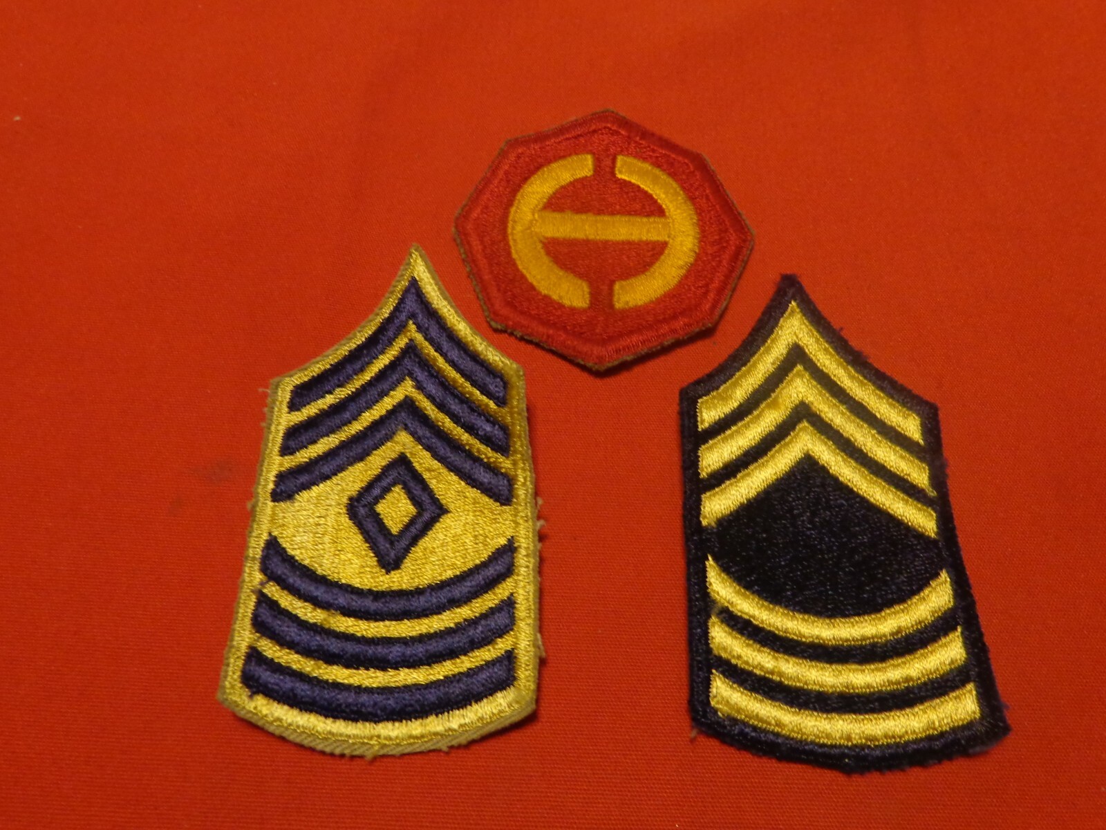 3 PIECE ANTIQUE MILITARY PATCH COLLECTION - MASTER & FIRST SERGEANT ...
