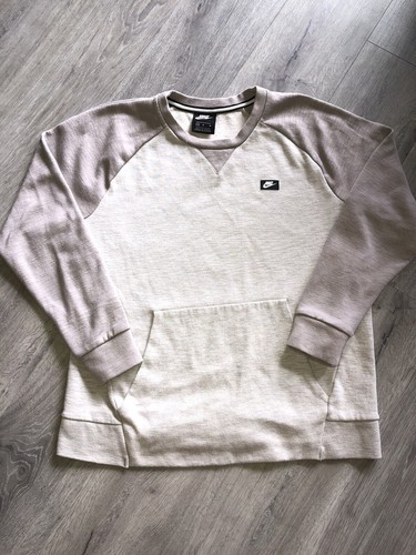 Nike Sweater Mens Medium Beige Tan Swoosh Pullover Hoodie M Pockets ...