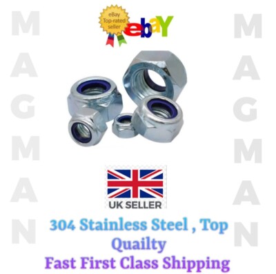 STAINLESS STEEL M2 M3 M4 M5 M6 M8 M10 M2-M20 Lock Nut Nyloc Nylon ...