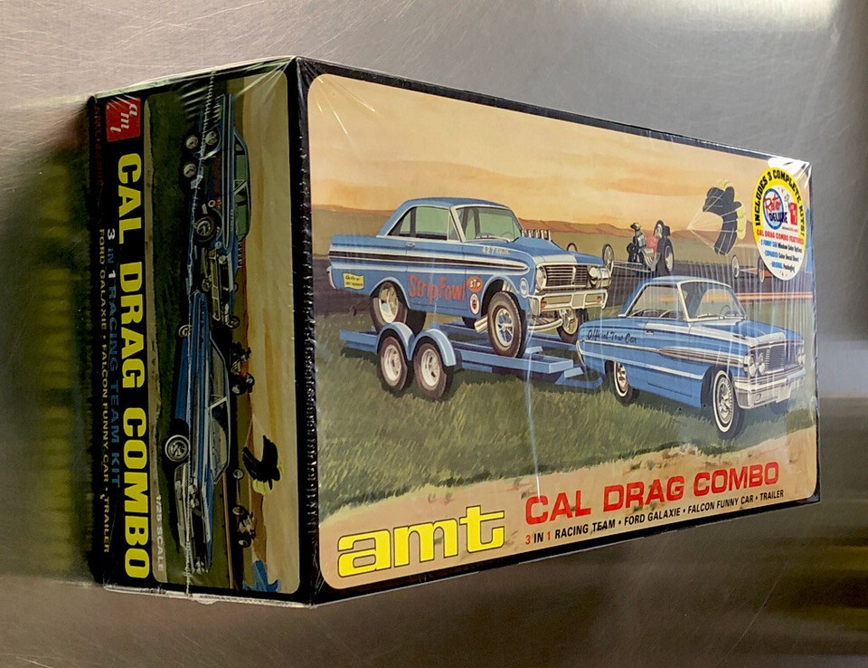 AMT MODEL KIT CAL DRAG COMBO RACING TEAM FORD GALAXIE•FALCON•TRAILER 1/ ...