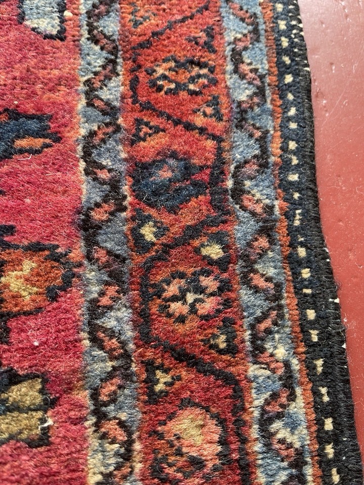 31"x 36" SEMI ANTIQUE SAROUK ?Hand Knotted Wool Rug RASPBERRY BLUE ...