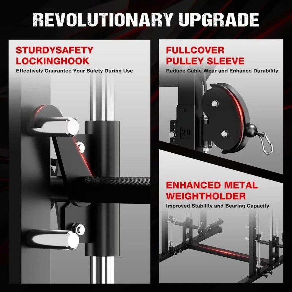 Home Gym System Workout Station Smith Machine Strength Training Weight ...