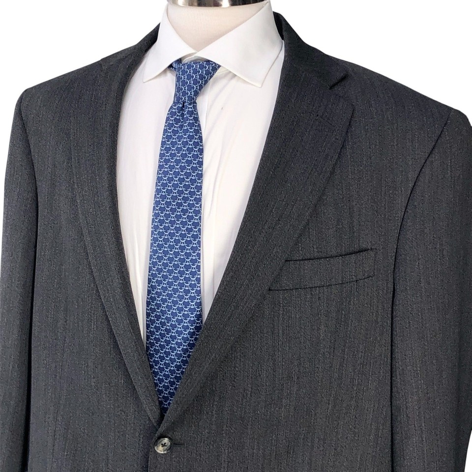 Hart Schaffner Marx HSM Suit Mens 46R Charcoal Gray Two Piece Classic ...