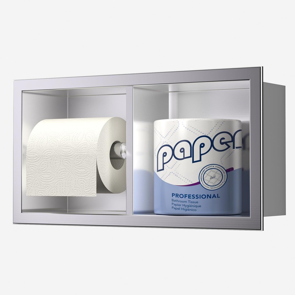 Dual Roll Recessed Toilet Paper Holder - Brushed Nickel 304 Stainless ...