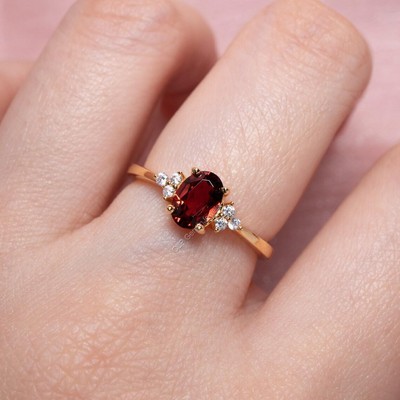 Natural Garnet Gemstone Cocktail Ring Size 925 Sterling Silver | eBay