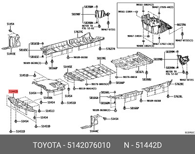 Genuine OE cover assy, engine under, no.2, 5142076010 for TOYOTA 51420 ...