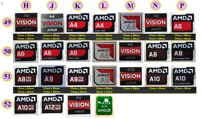 AMD Laptop PC Sticker | Universal | Multicolor | A4 A6 A8 A9 A10 A12 ...