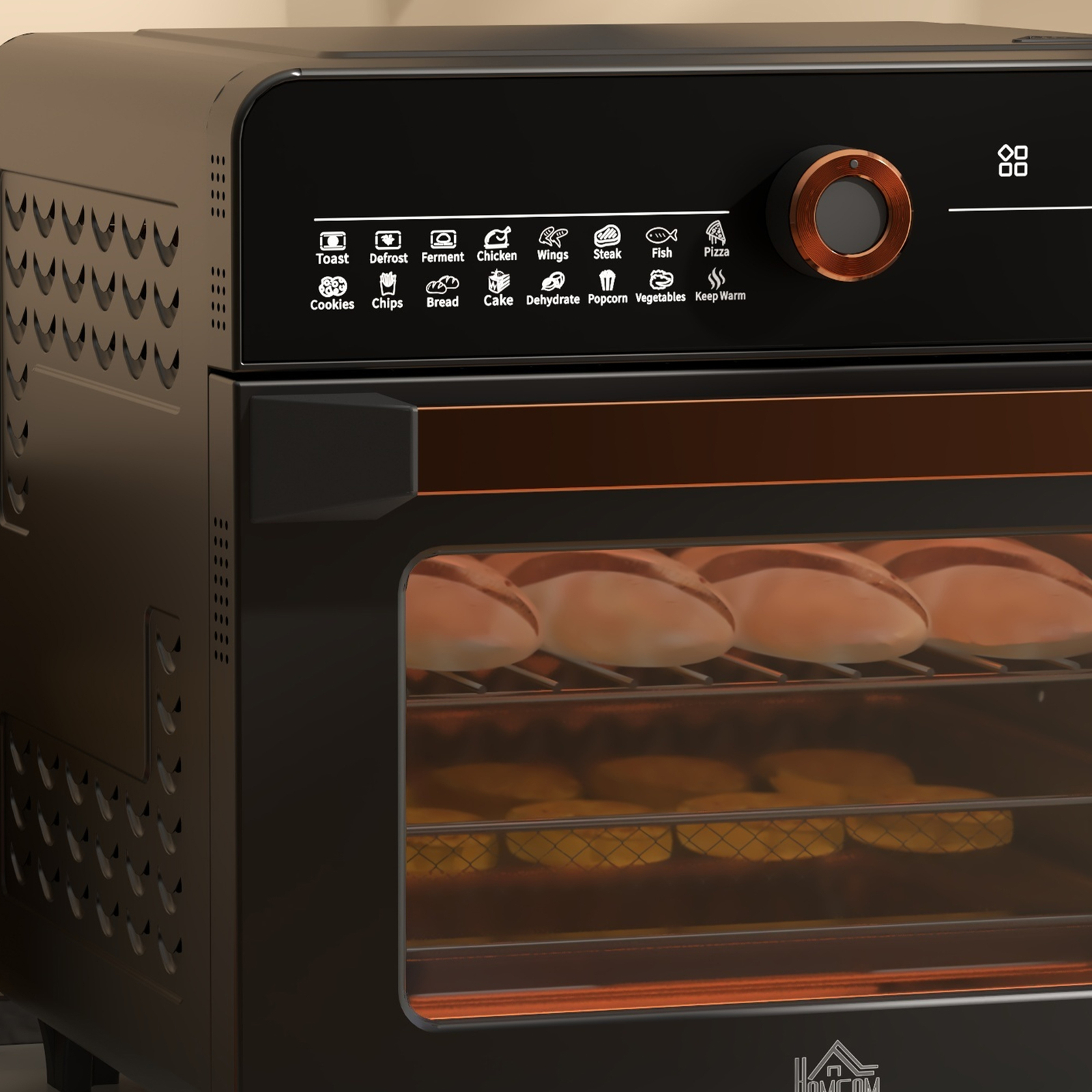 HOMCOM Air Fryer Oven 20L Countertop Mini Oven with 16 Presets 1400W ...