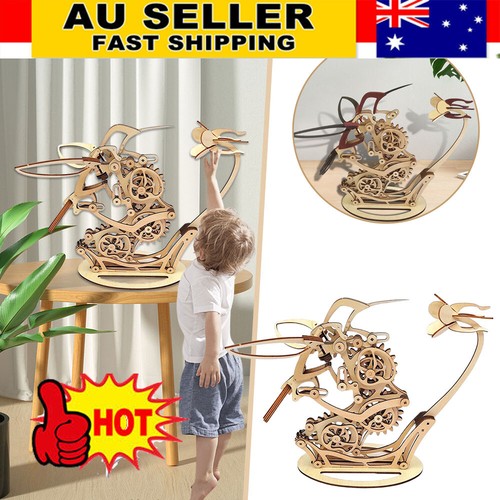 3D Wooden Puzzle Mechanical Hummingbird Model Self Craft Deco Gift for ...