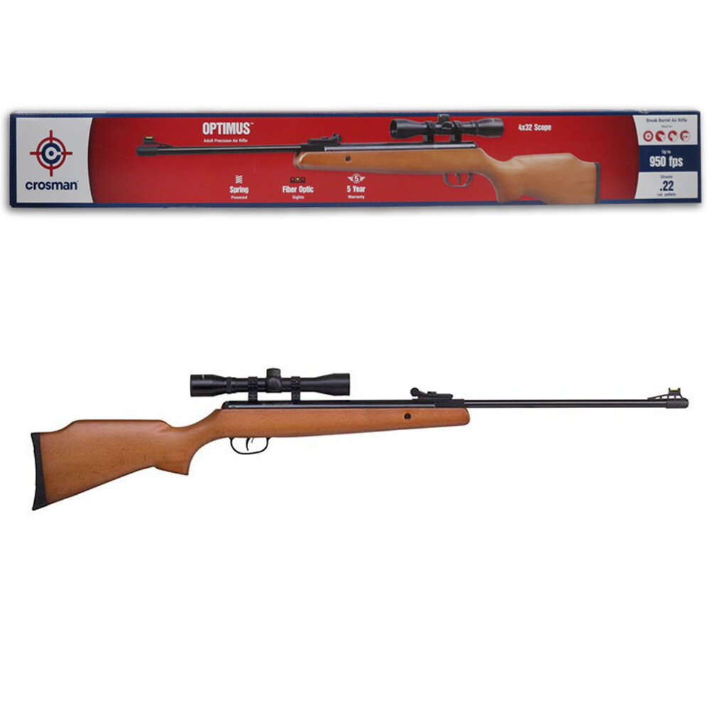 Crosman Optimus Spring Powered .22 Cal Break Barrel Air Rifle w/ Scope ...