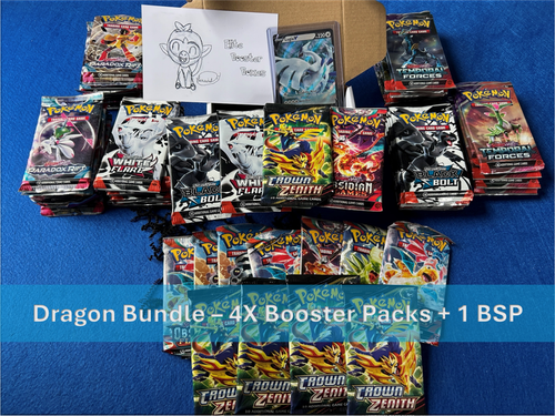 4X Pokémon Booster Packs + Promo, Dragon Bundle, Crown Zenith, Obsidian ...