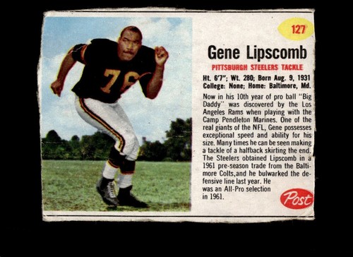 1962 Post Cereal #127 Gene Lipscomb Pittsburgh Steelers POOR | eBay